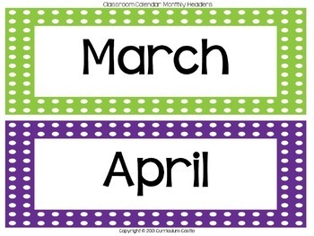 Classroom Calendar {Polka Dot Theme} - CURRICULUM CASTLE