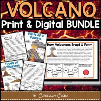 Volcanoes Natural Disasters Print & Digital Activities BUNDLE ...