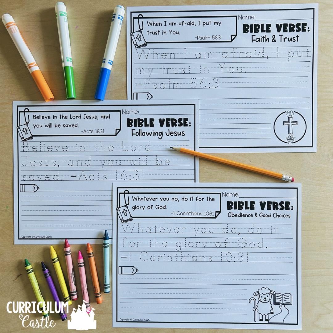 50 Bible Verses for Kids: Memory Verse Handwriting Practice ...