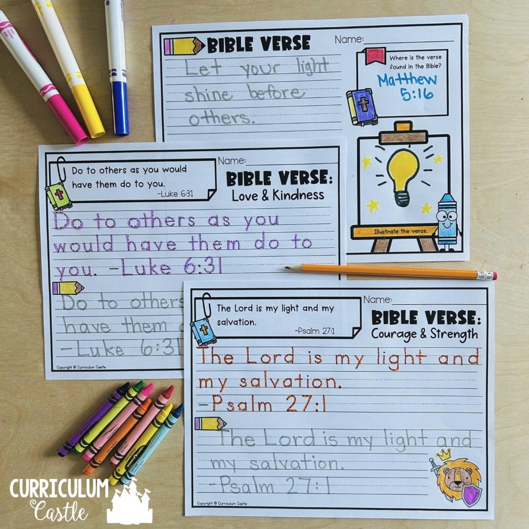 50 Bible Verses for Kids: Memory Verse Handwriting Practice ...
